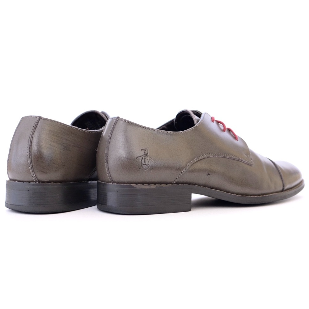 Mens Penguin Brad Oxford Gray Leather Laces Shoes - Gem